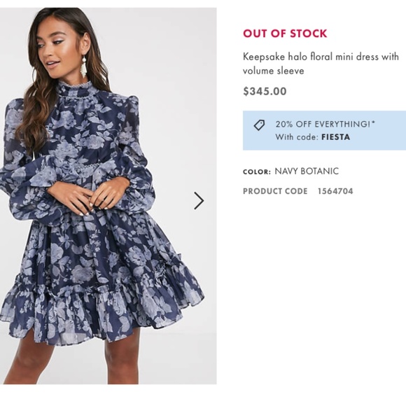 KEEPSAKE the Label | Dresses | Nwt Keepsake The Label Halo Blue Floral ...